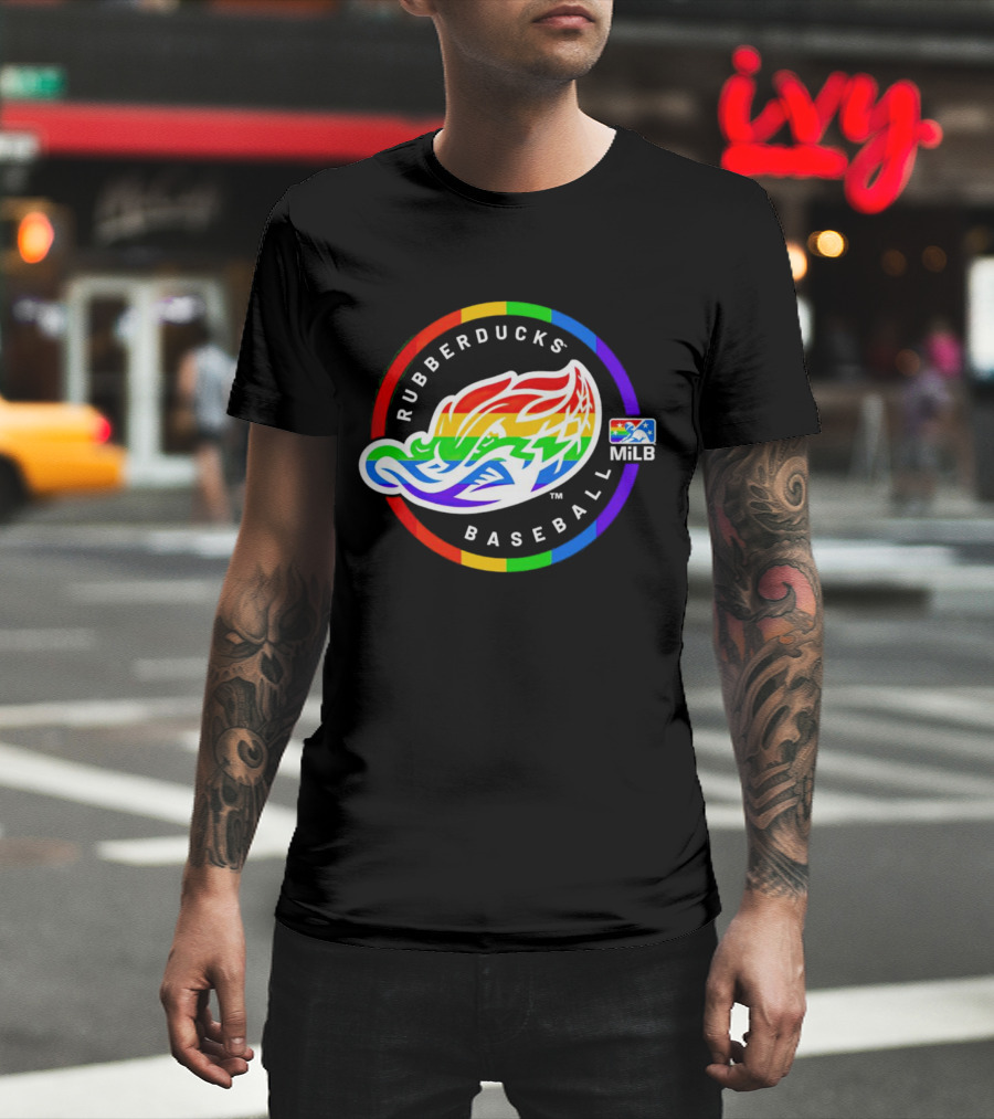 Akron RubberDucks Baseball MiLB Pride Logo Rainbow T-Shirt