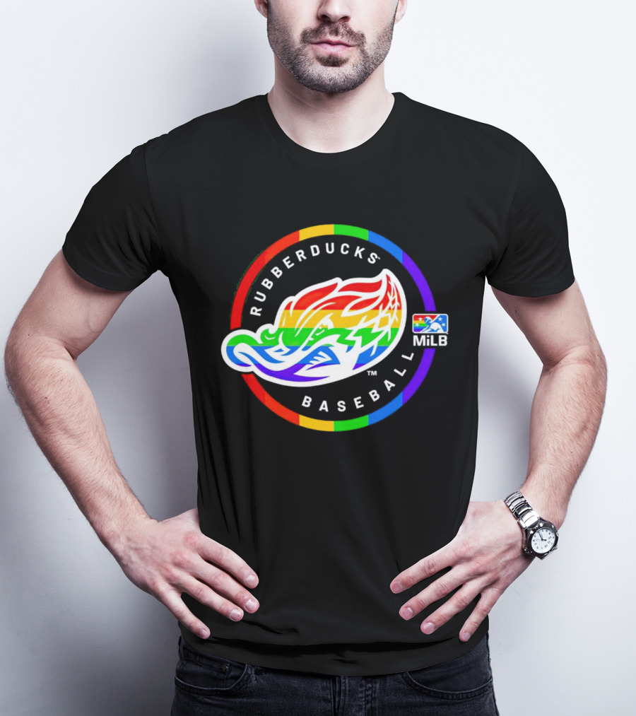 Akron RubberDucks Baseball MiLB Pride Logo Rainbow T-Shirt