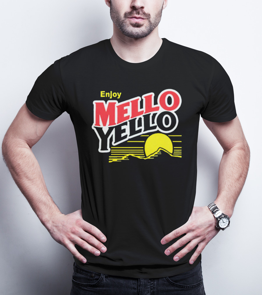 Enjoy Mello Yello Retro Style With Sunset And Mountain T-Shirt