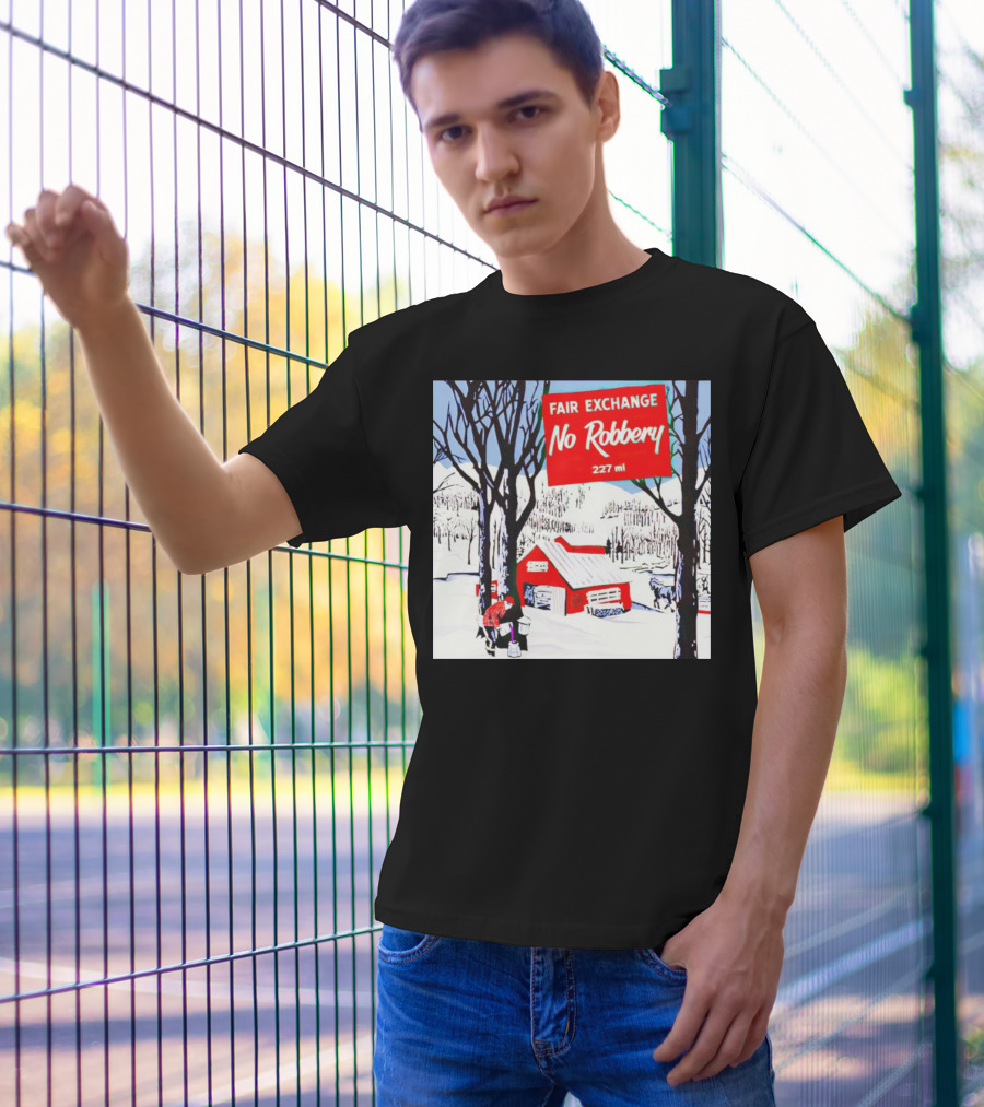 Fair Exchange No Robbery 227 Ml Winter Scene With Red Barn T-Shirt