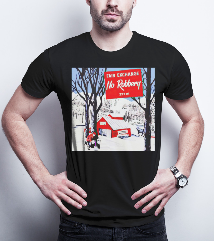 Fair Exchange No Robbery 227 Ml Winter Scene With Red Barn T-Shirt
