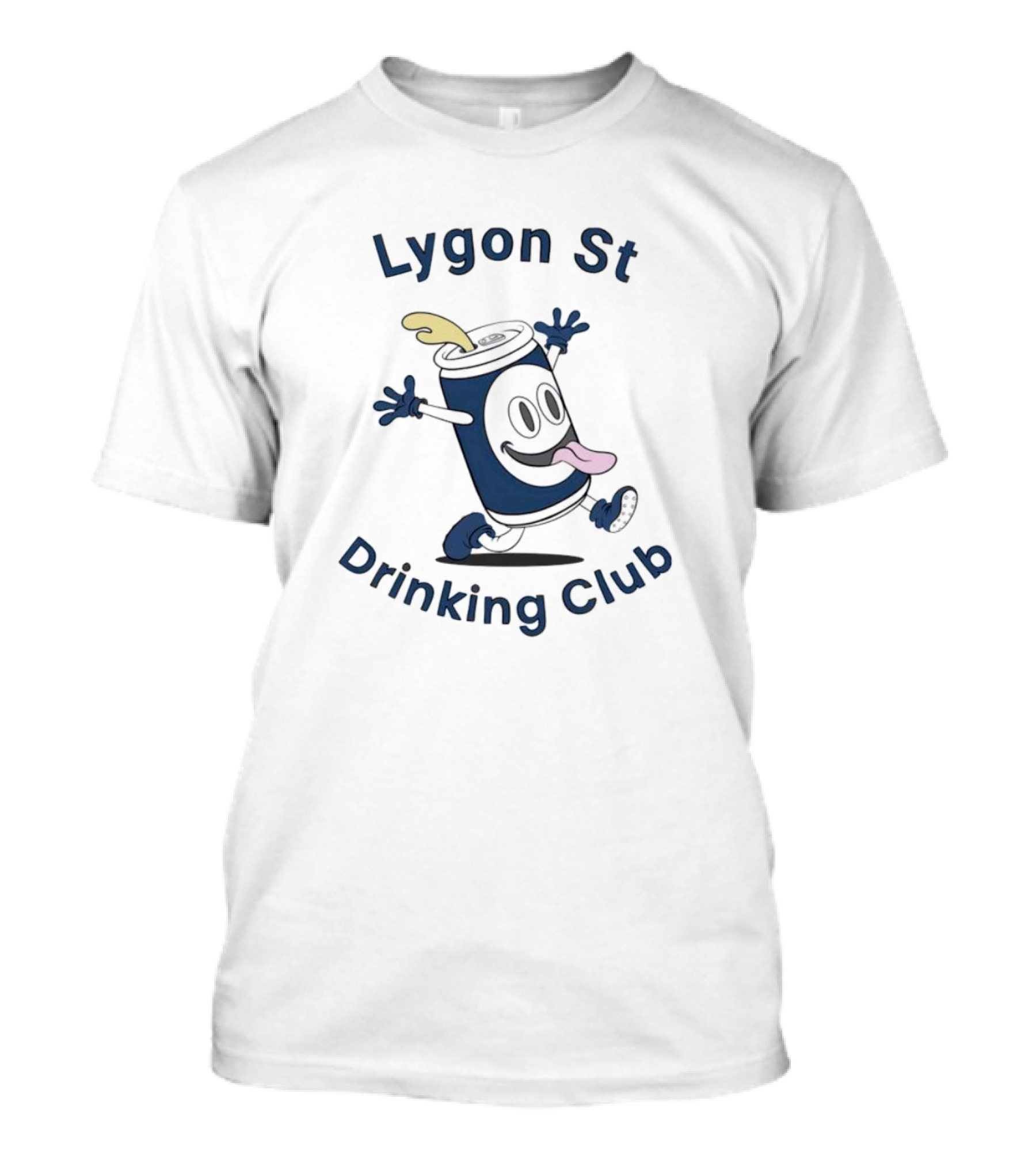 Lygon St Drinking Club Can Character With Playful Expression And Tongue Out T-Shirt