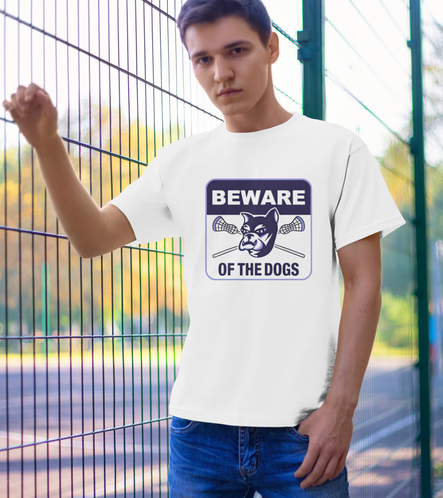 Waterdogs Lacrosse Club Beware Of The Dogs Iconic Logo With Lacrosse Sticks T-Shirt