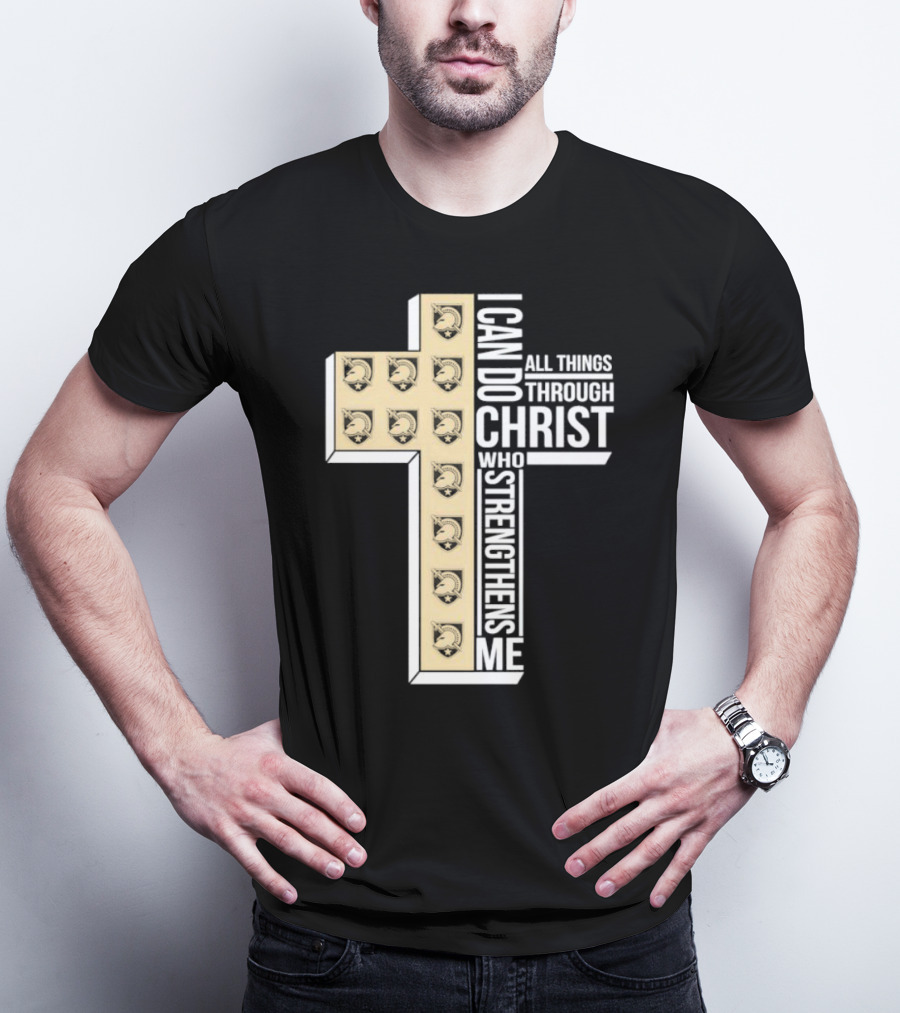Black Knights I Can Do All Things Through Christ Who Strengthens Me Cross T-Shirt