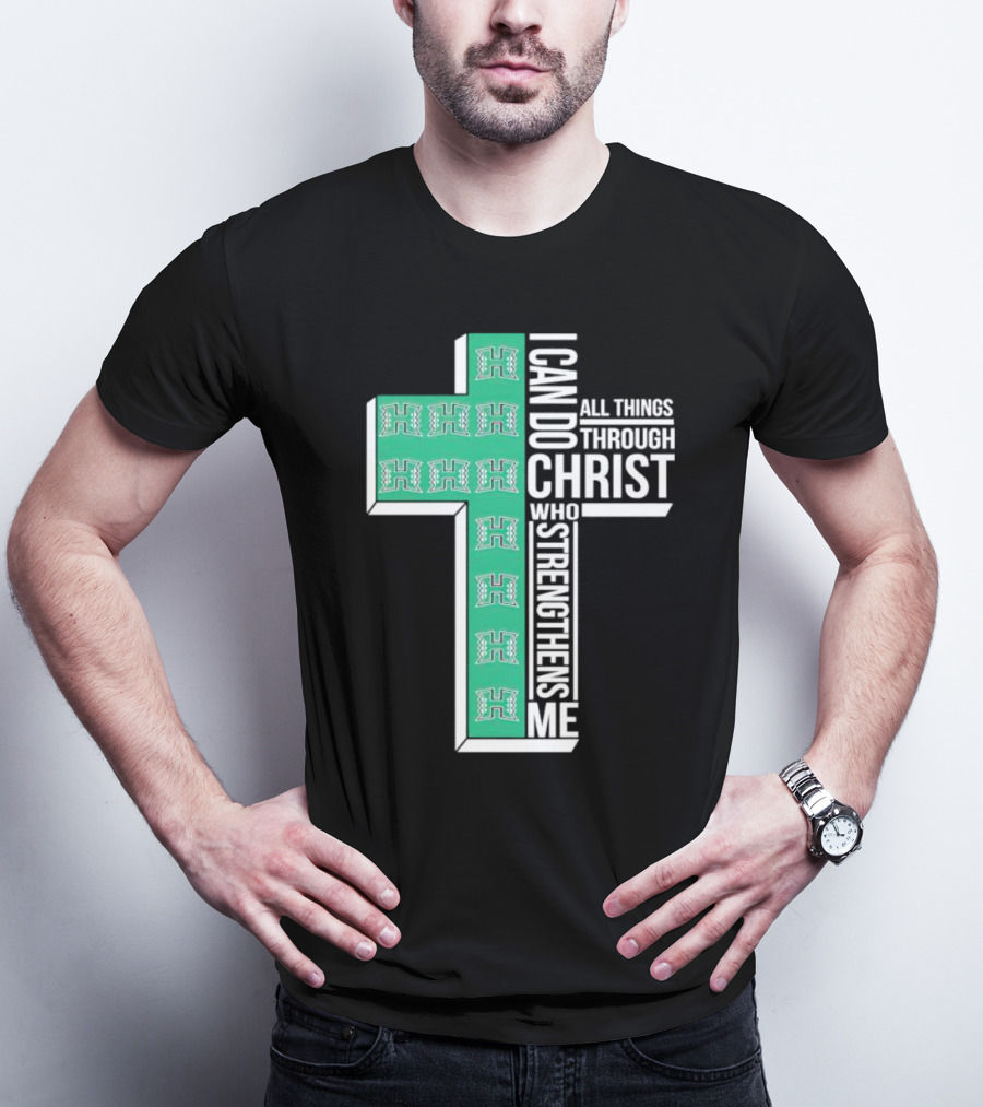 Hawaii Rainbow Warriors ‘I Can Do All Things Through Christ Who Strengthens Me’ Cross T-Shirt