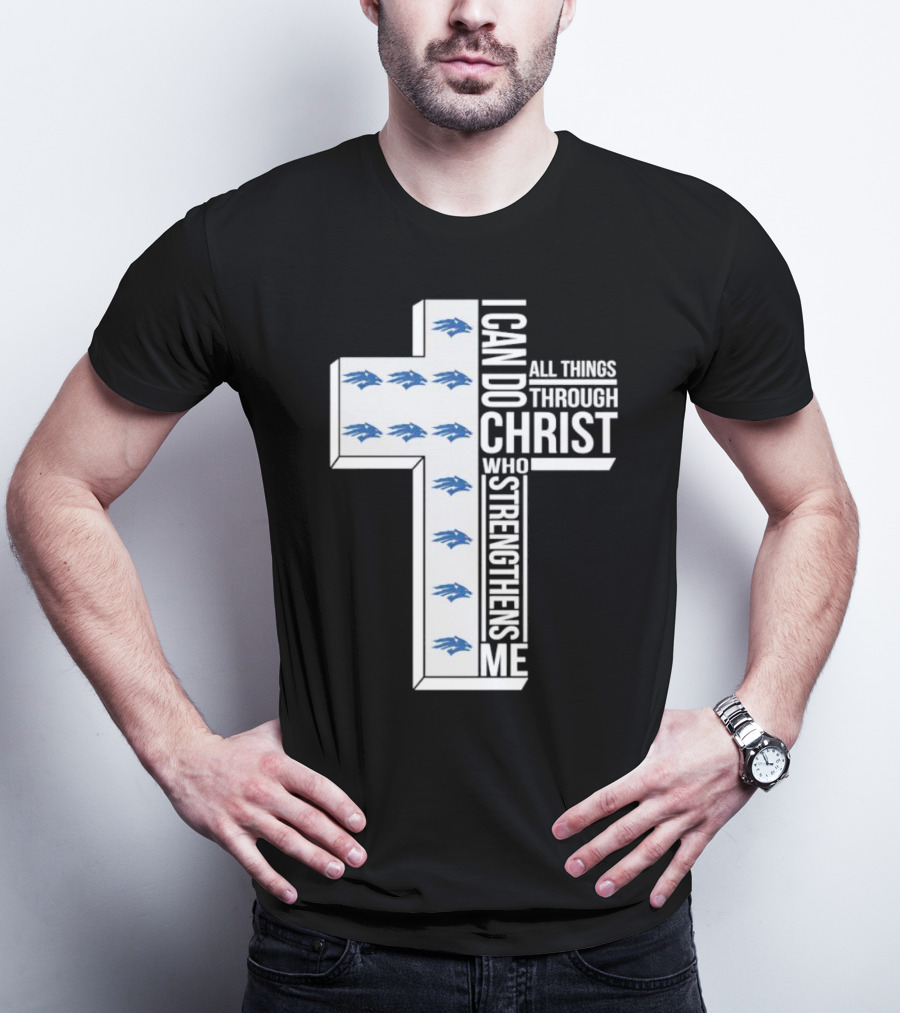 Nevada Wolf Pack I Can Do All Things Through Christ Who Strengthens Me Cross T-Shirt