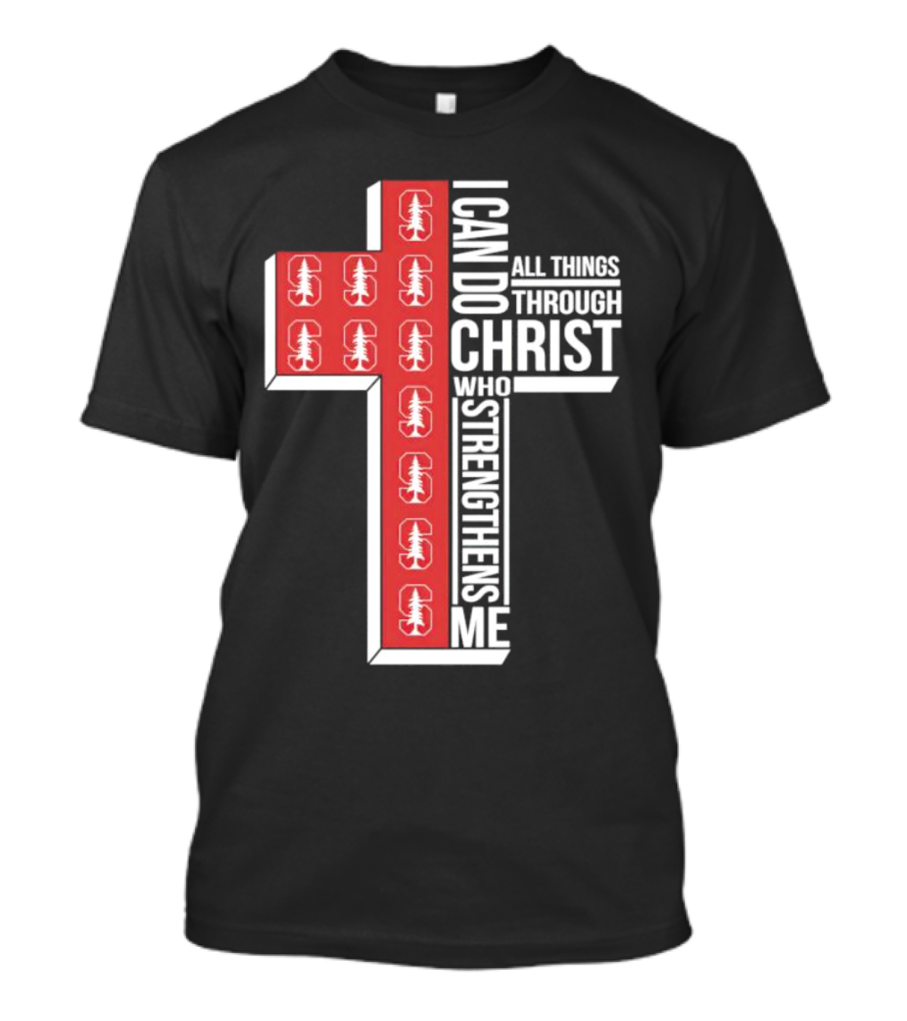 Stanford Cardinal Cross I Can Do All Things Through Christ Who Strengthens Me T-Shirt