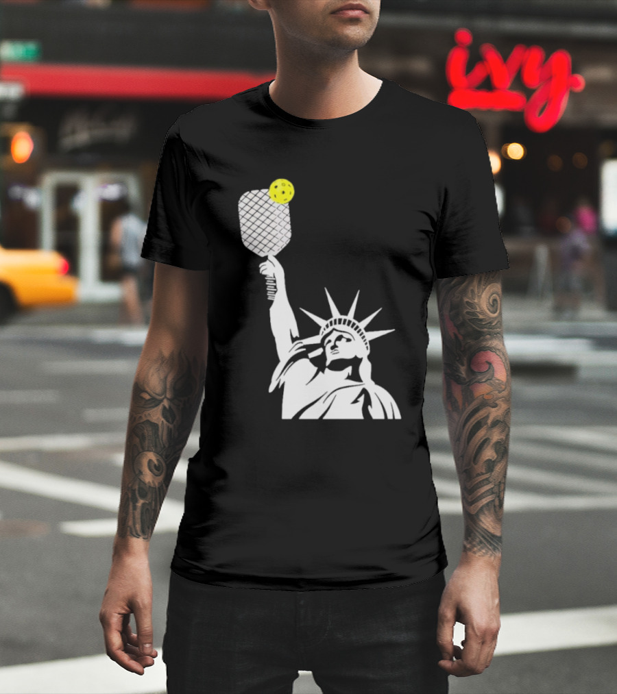 Statue Of Liberty With Pickleball Paddle And Ball T-Shirt