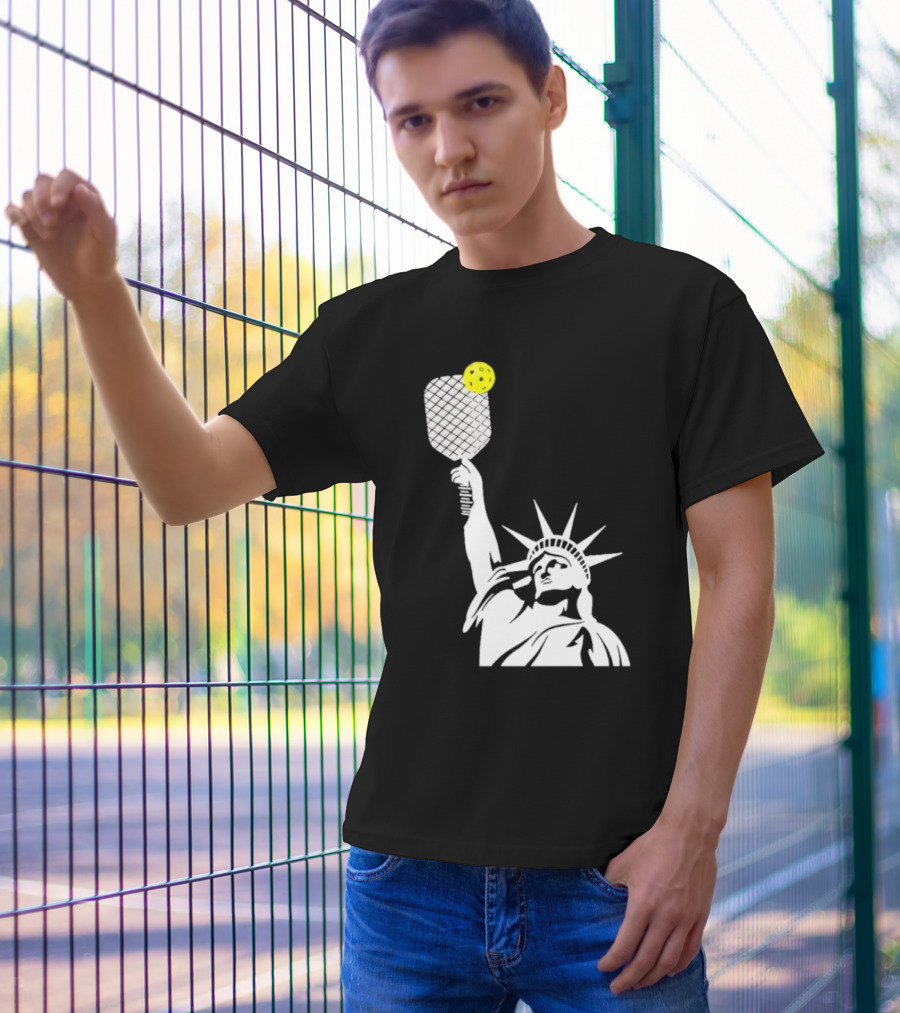 Statue Of Liberty With Pickleball Paddle And Ball T-Shirt