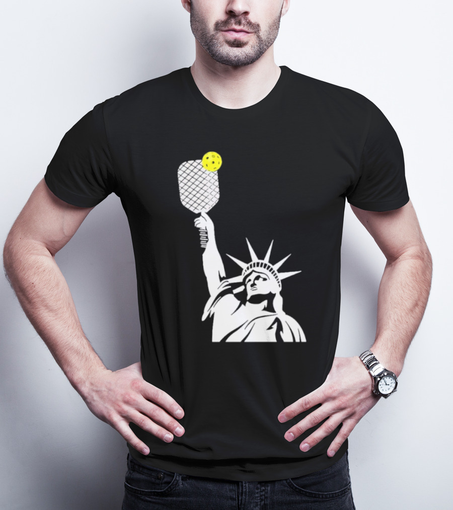 Statue Of Liberty With Pickleball Paddle And Ball T-Shirt