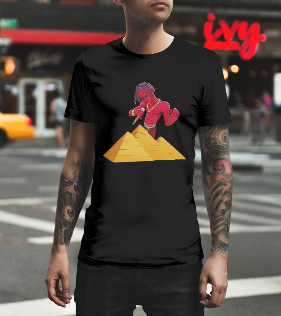 Travis Scott Pyramids Cartoon Red Figure Pyramid T-Shirt