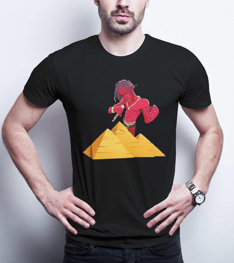 Travis Scott Pyramids Cartoon Red Figure Pyramid T-Shirt