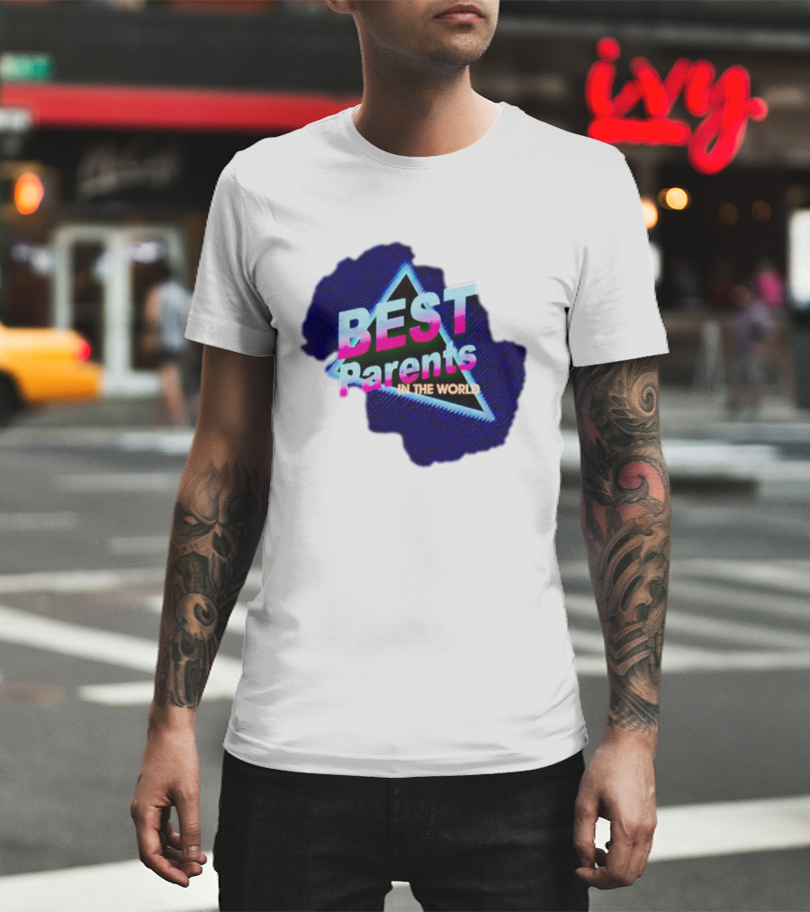 BEST Parents IN THE WORLD Retro Neon Triangle T-Shirt