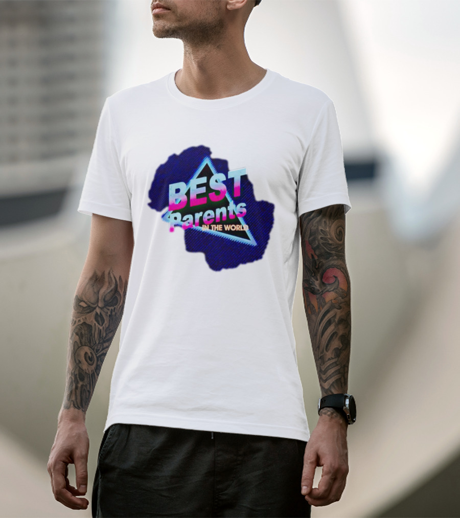 BEST Parents IN THE WORLD Retro Neon Triangle T-Shirt