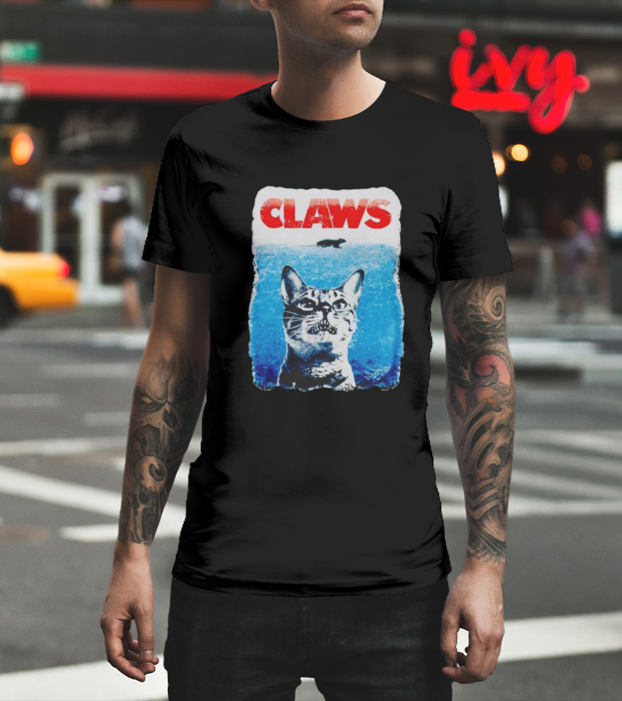 Claws Parody Cat With Fish Underwater T-Shirt