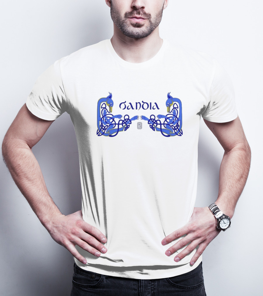Oandia Celtic Symbolic Blue Canine Myth Figures T-Shirt