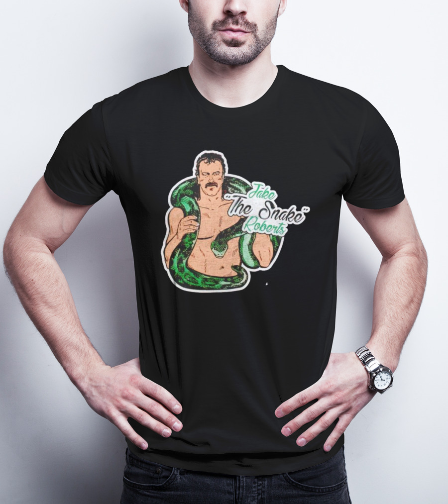 Jake The Snake Roberts Holding Green Serpent T-Shirt
