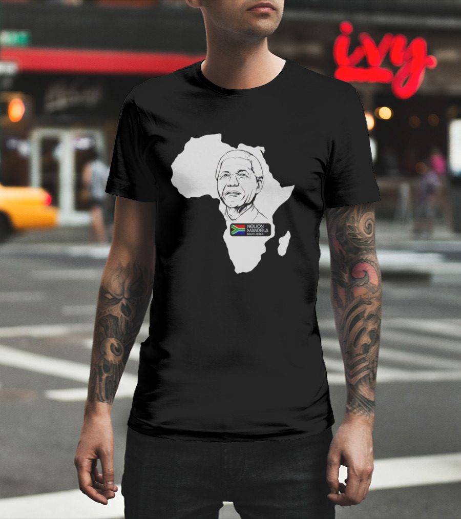 Nelson Mandela South Africa Flag Map T-Shirt