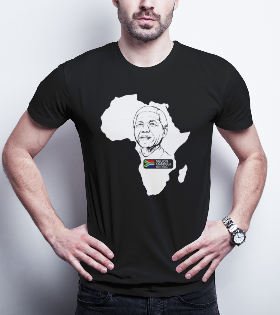 Nelson Mandela South Africa Flag Map T-Shirt
