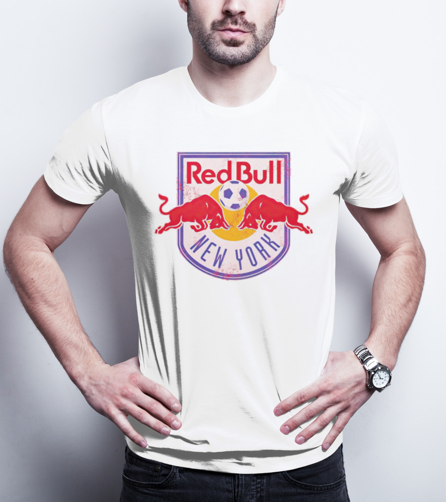 New York Red Bull Soccer Badge With Charging Bulls And Soccer Ball T-Shirt