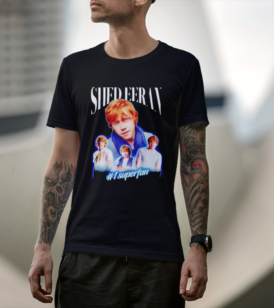 Shed Eeran #1 Superfan Collage Multiple Redhead Portraits T-Shirt