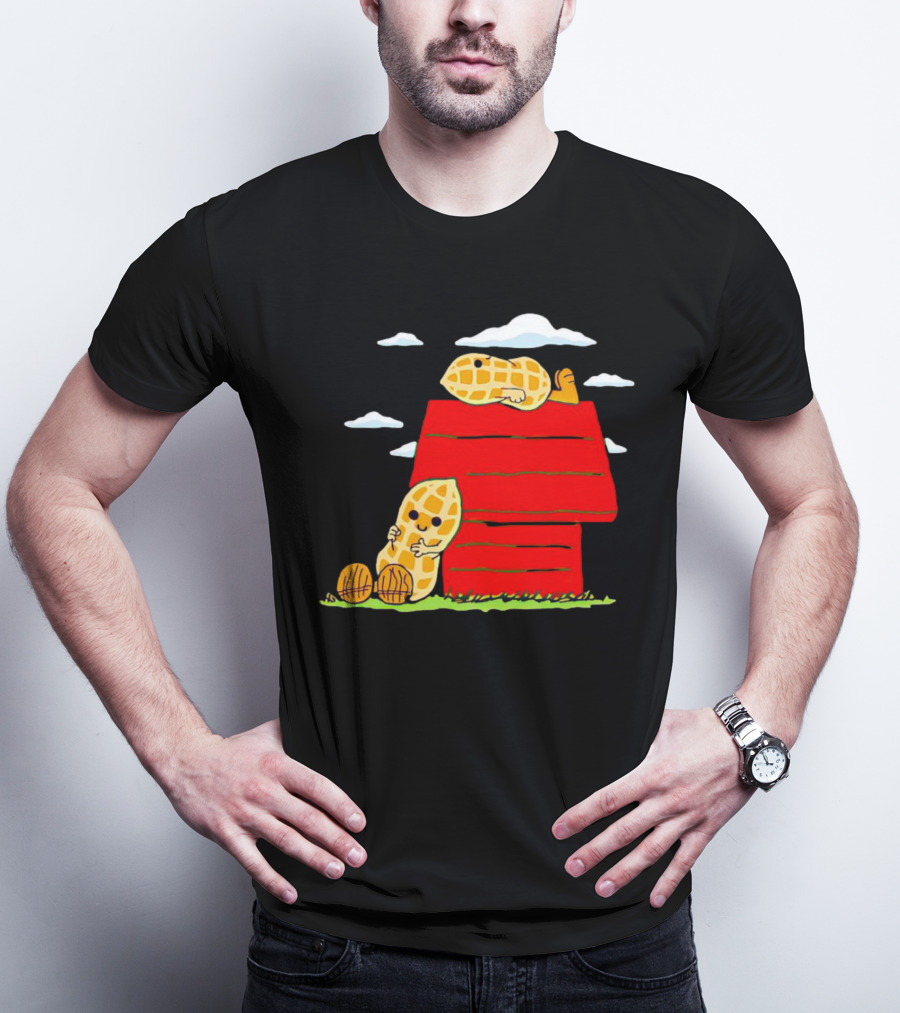 Peanuts Mashup Snoopy Red House Peanut Characters On Doghouse T-Shirt