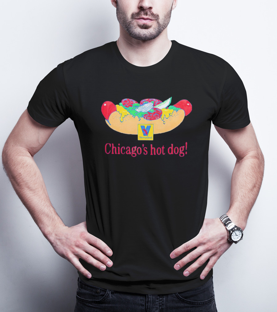 Vienna Beef Chicago's Hot Dog With Iconic Logo And Toppings T-Shirt