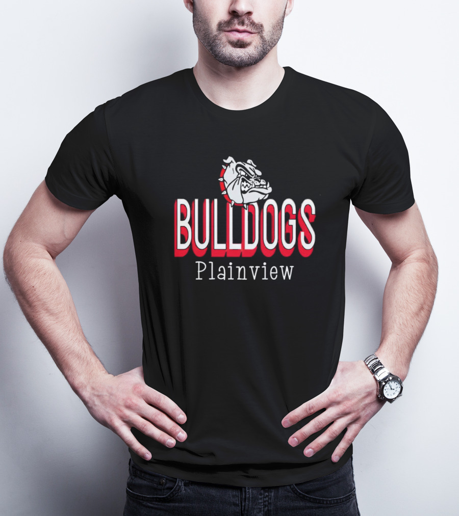 Bulldogs Plainview Bold Red And White Mascot T-Shirt