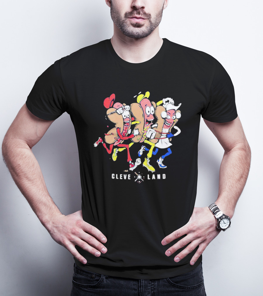 Cleveland Mustard Hot Dog Racing Trio Fun T-Shirt