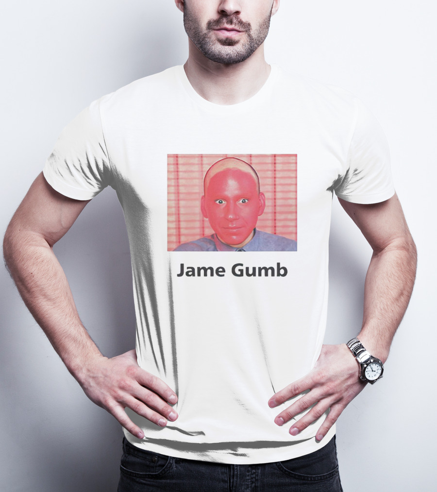 Jame Gumb Red Face Image With Red Background Blinds T-Shirt