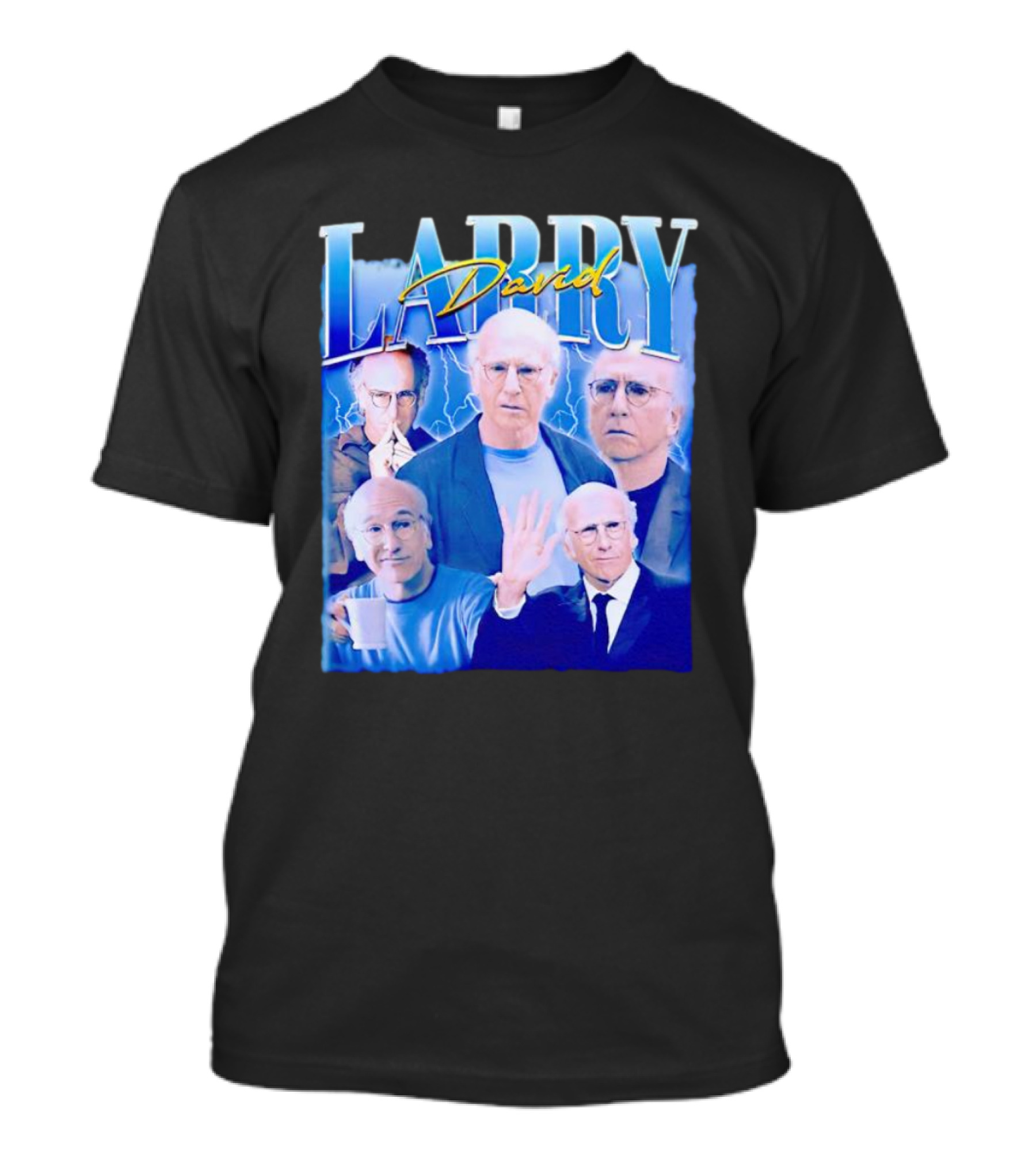 Larry David Collage Blue Lightning T-Shirt