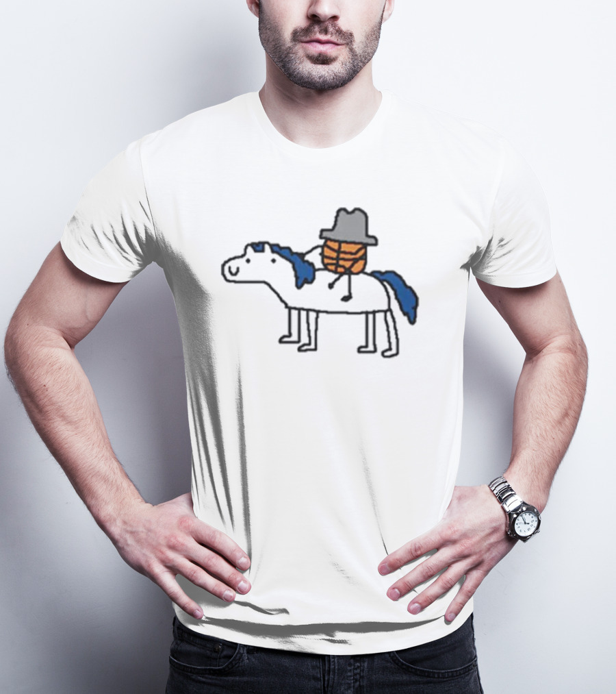 Mavs Cowboy Basketball Riding Blue-Mane Horse T-Shirt