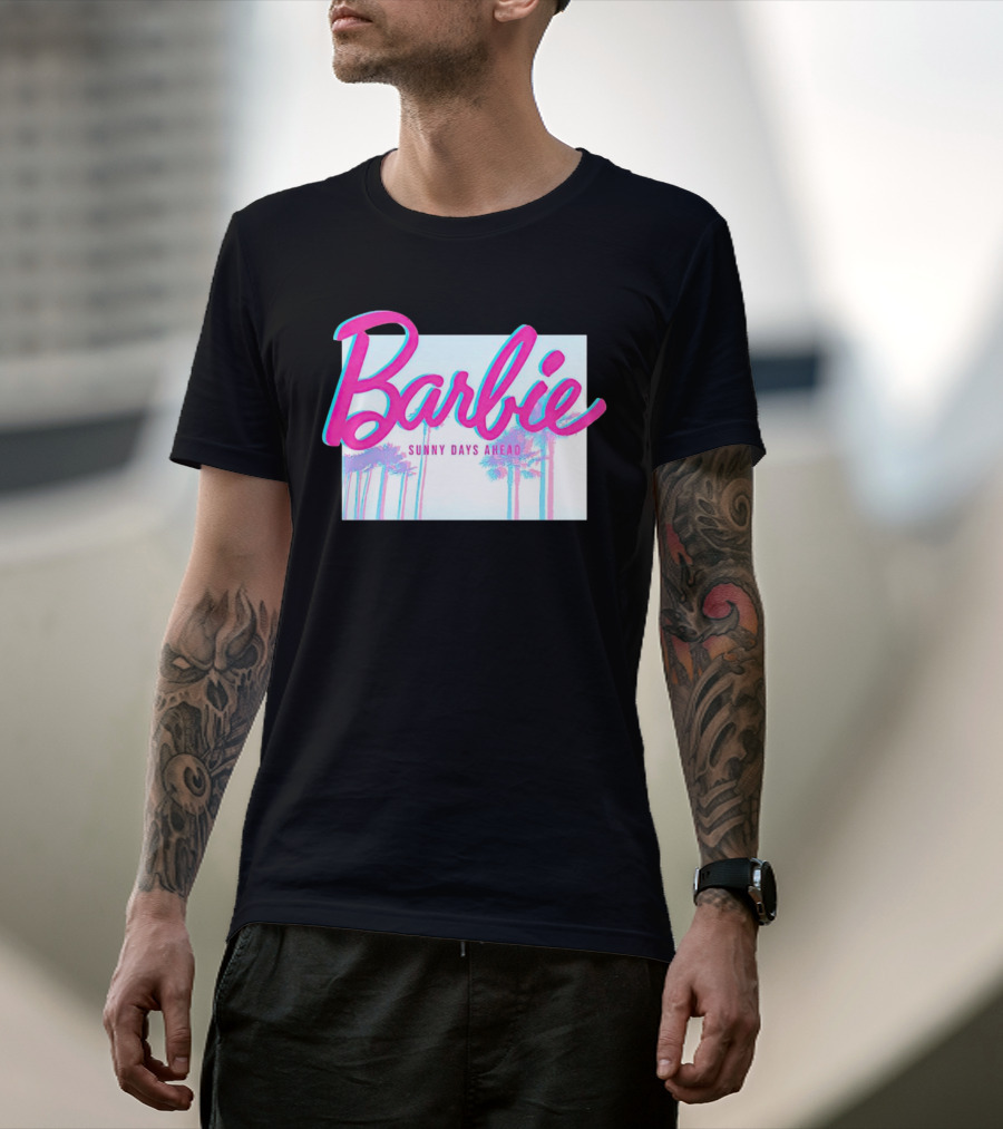 Barbie Sunny Days Ahead Palm Trees Vibrant 3D Text T-Shirt