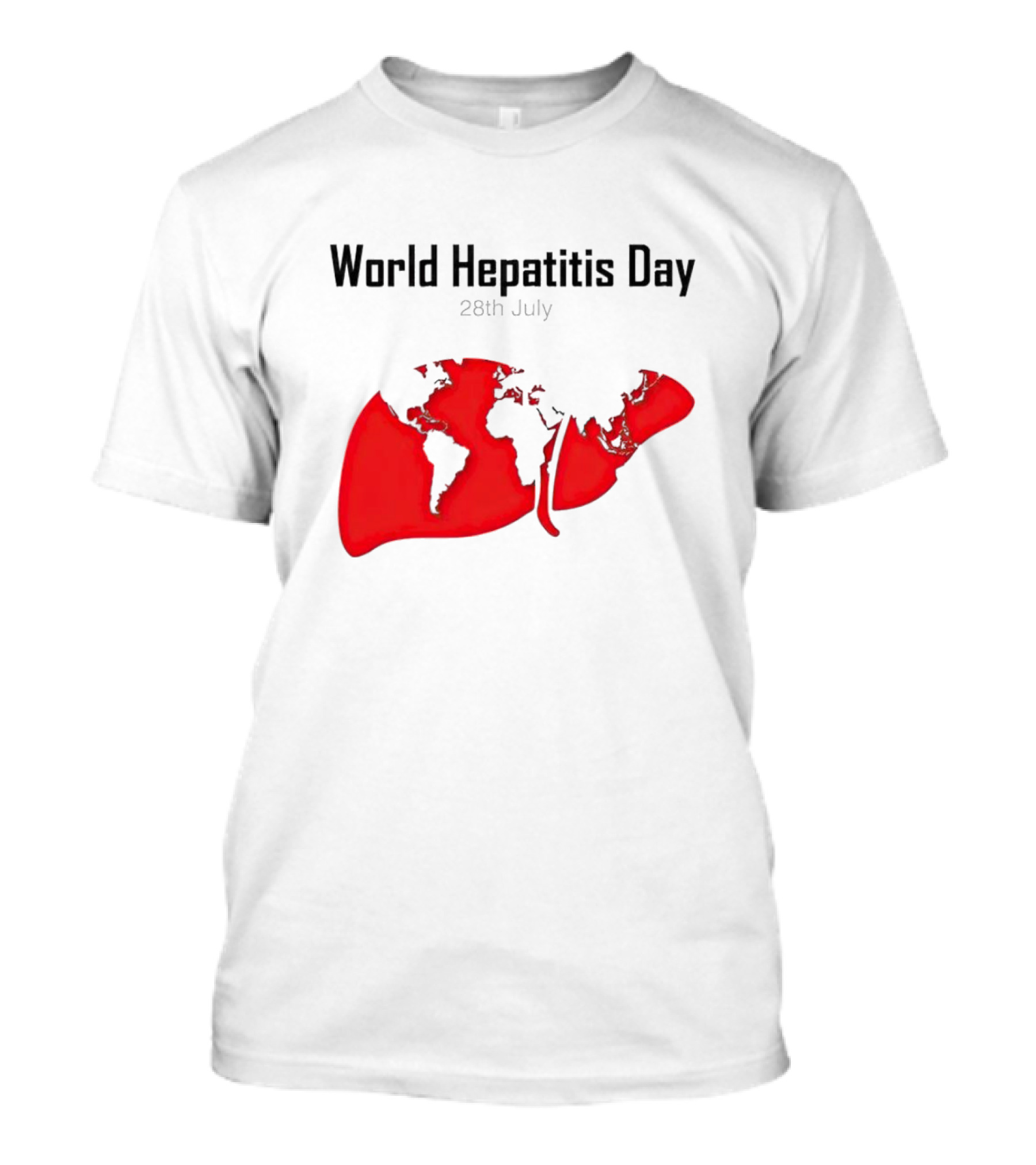World Hepatitis Day 28th July Red Liver Map T-Shirt