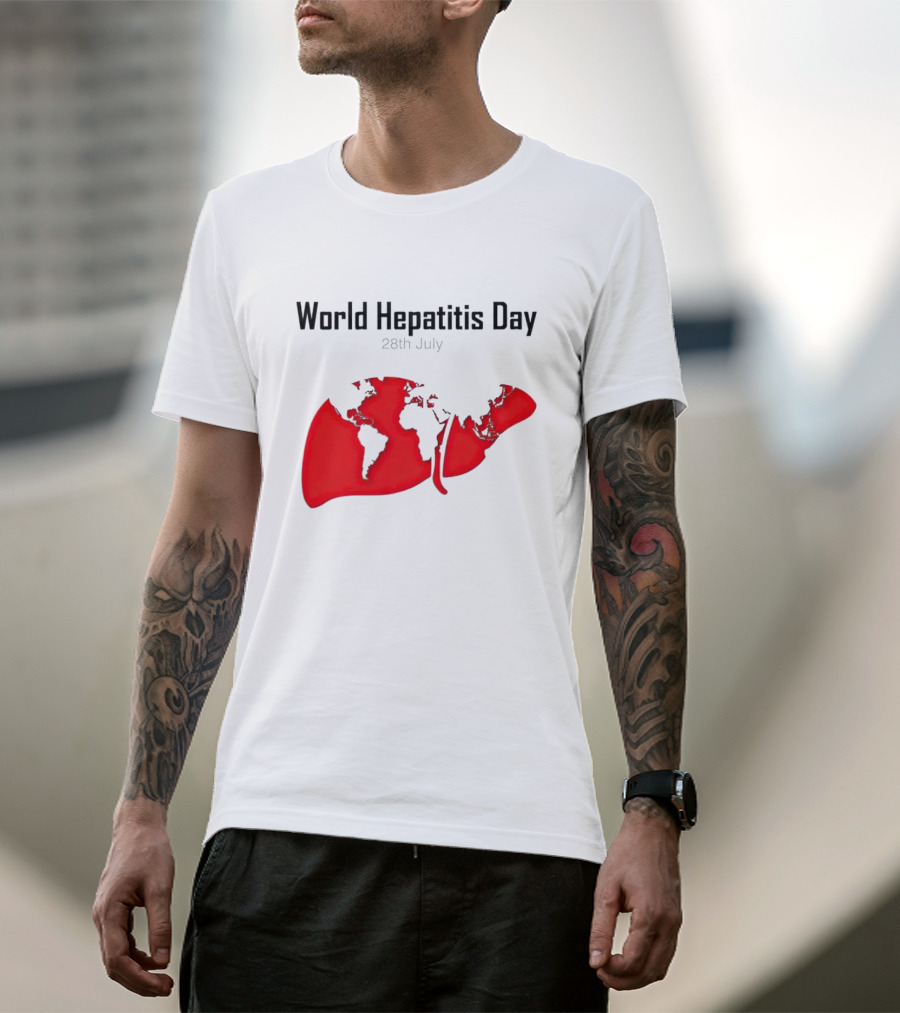 World Hepatitis Day 28th July Red Liver Map T-Shirt