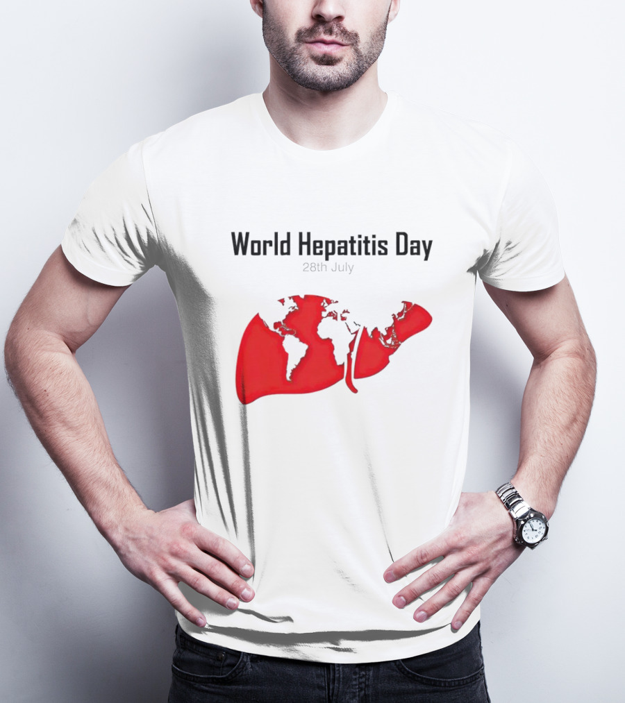 World Hepatitis Day 28th July Red Liver Map T-Shirt