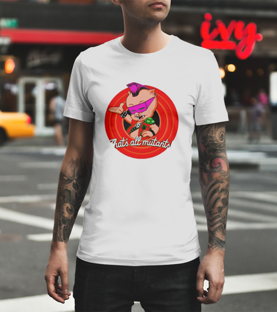 Bebop That's All Mutants Teenage Punk Pig Character In Red Circle T-Shirt