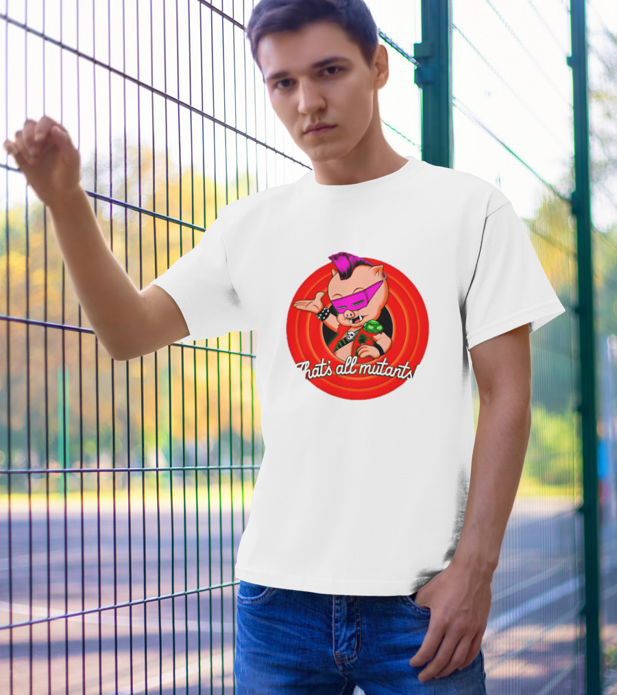 Bebop That's All Mutants Teenage Punk Pig Character In Red Circle T-Shirt