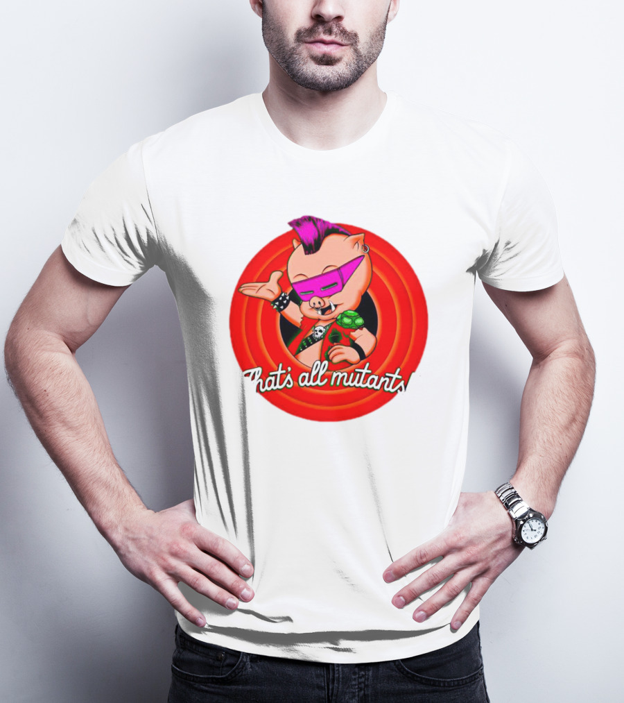 Bebop That's All Mutants Teenage Punk Pig Character In Red Circle T-Shirt
