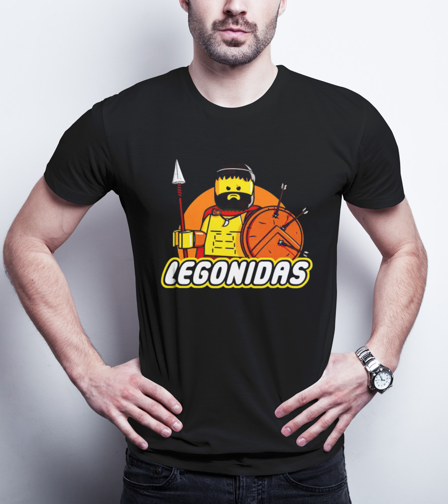 Lego Minifigure Legonidas Warrior Shield Spear T-Shirt