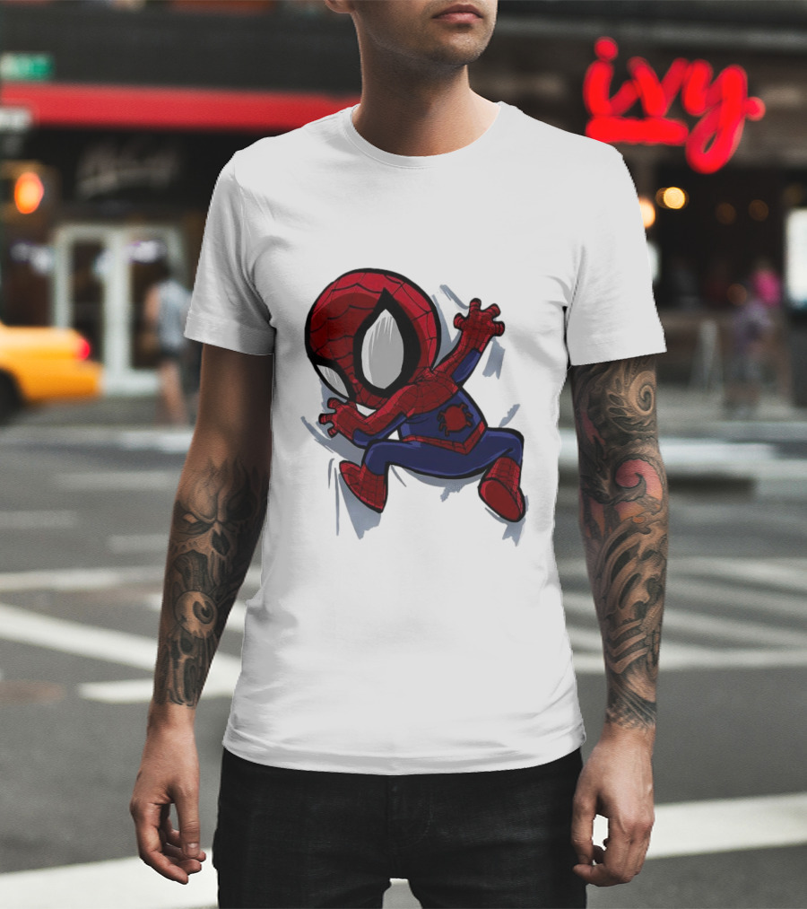 Portable Spider-Man Chibi Clinging Action T-Shirt