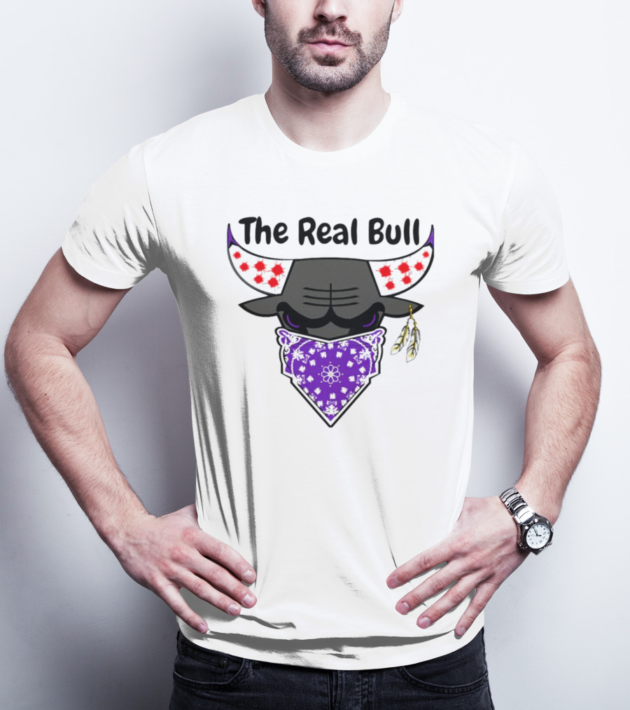 The Real Bull Purple Bandana Horns With Red Accents T-Shirt