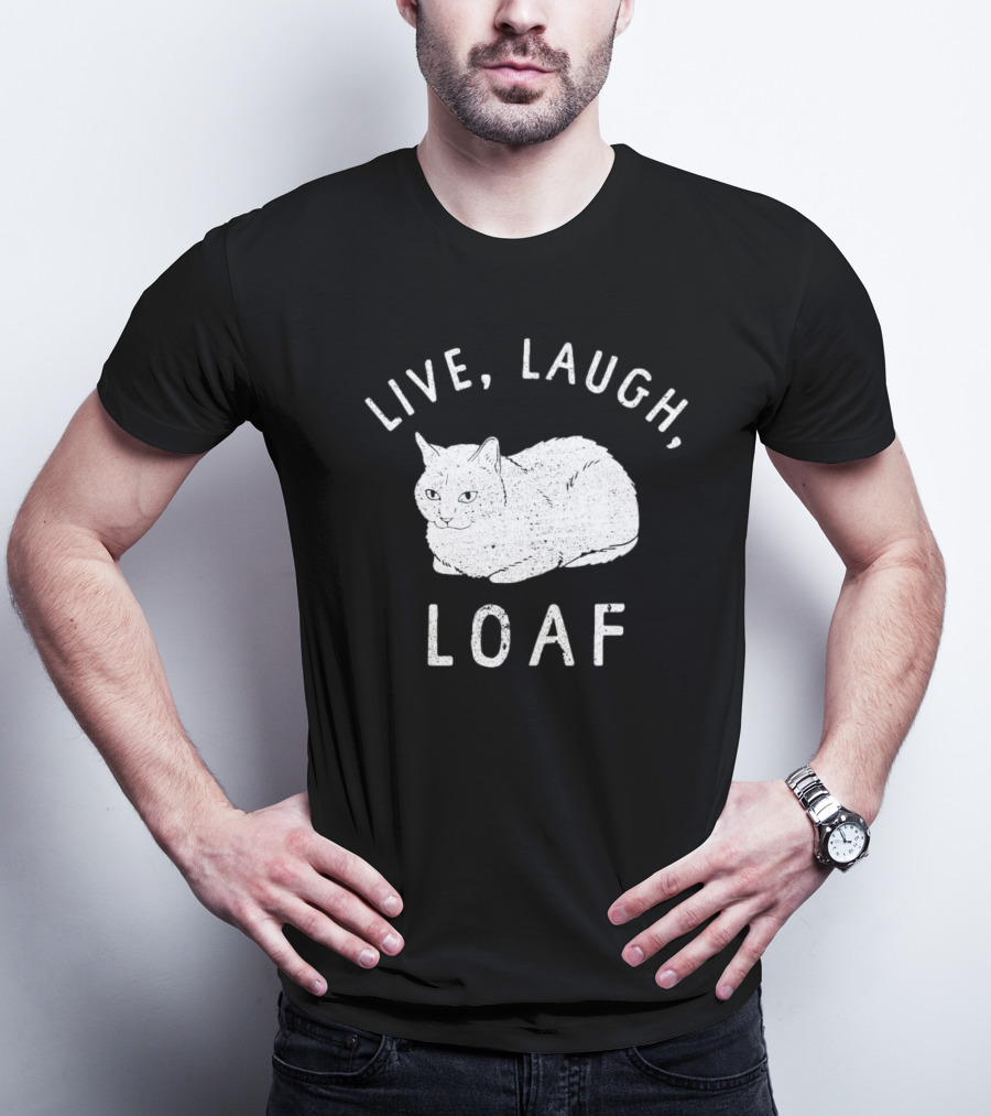 Live Laugh Loaf Cat Minimalist T-Shirt