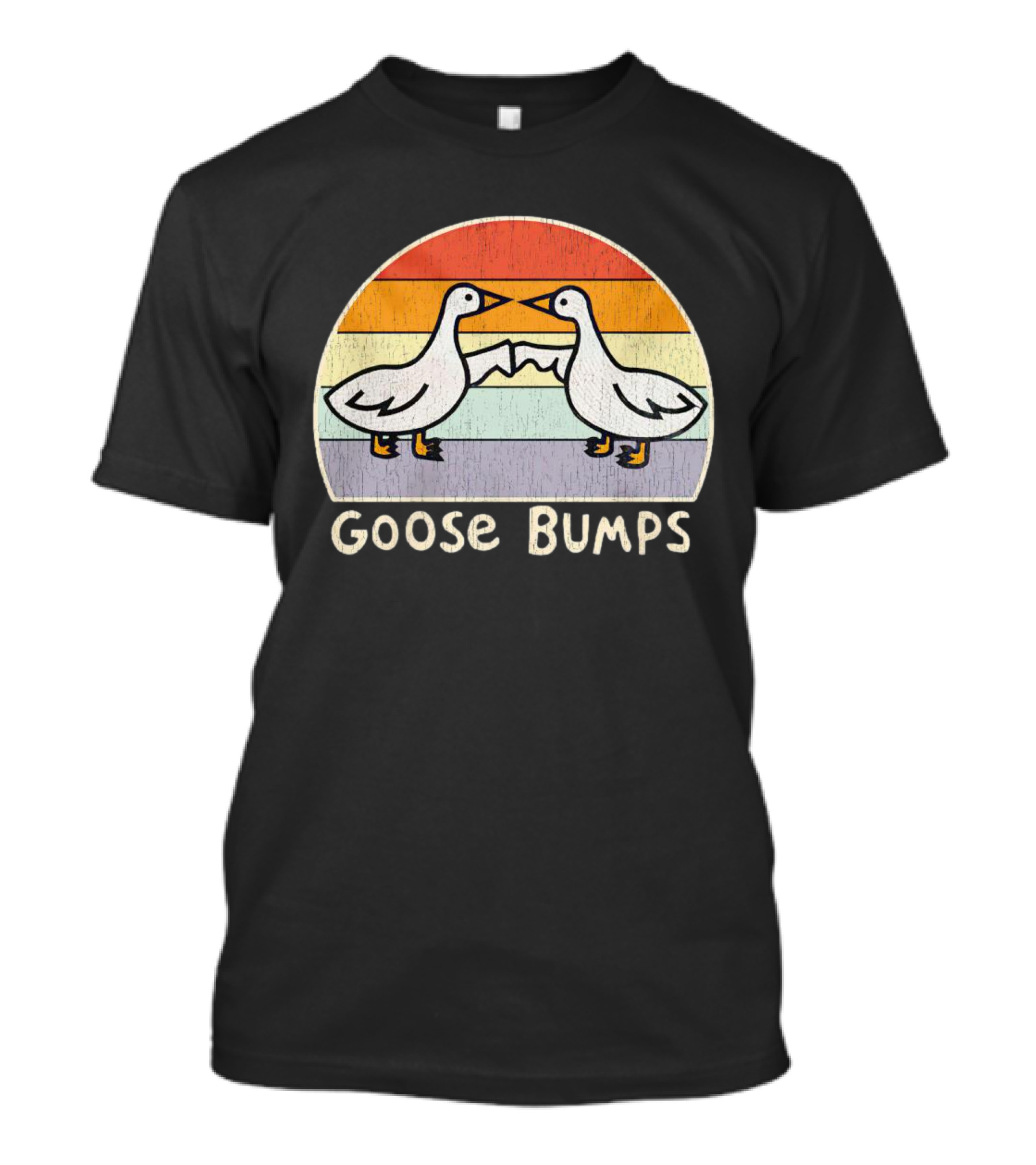 Goose Bumps Retro High Five Geese Pastel Sunset Vintage T-Shirt