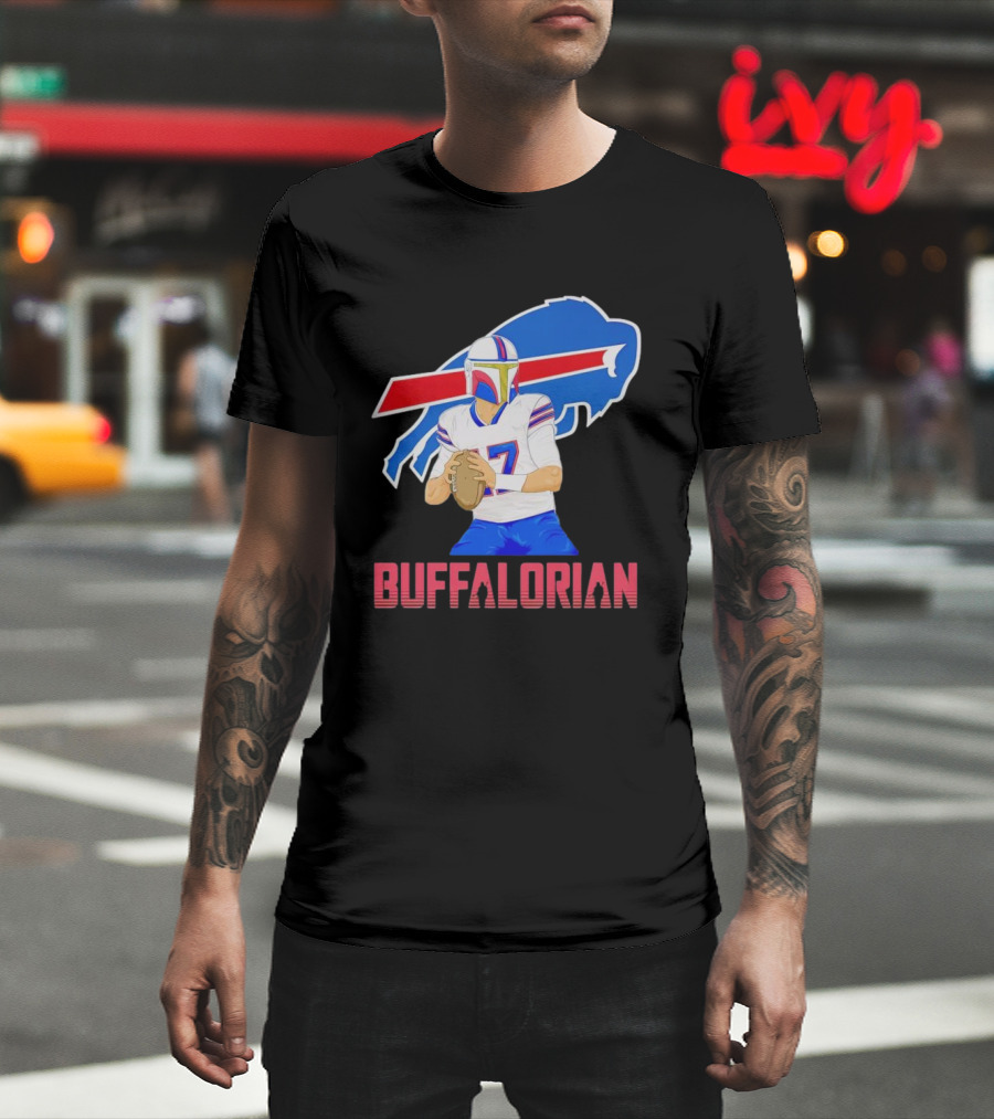 Buffalorian Josh Allen Buffalo Bills Mandalorian Helmet T-Shirt