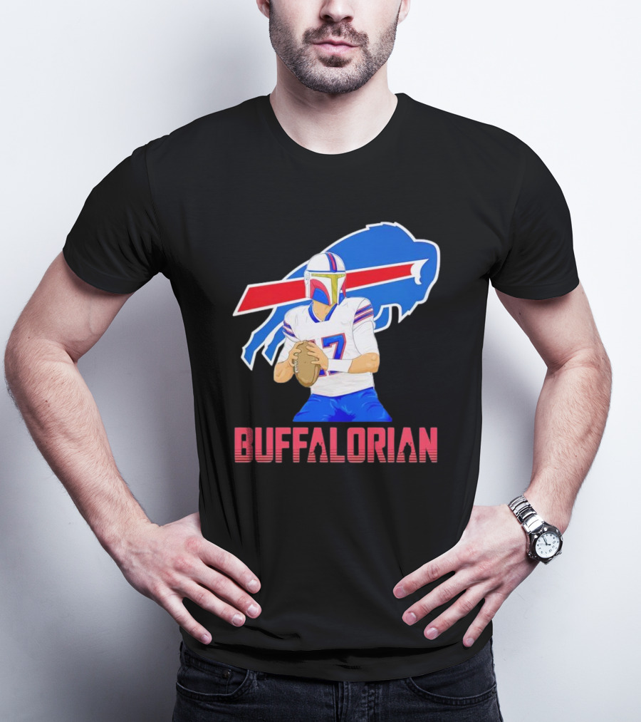 Buffalorian Josh Allen Buffalo Bills Mandalorian Helmet T-Shirt