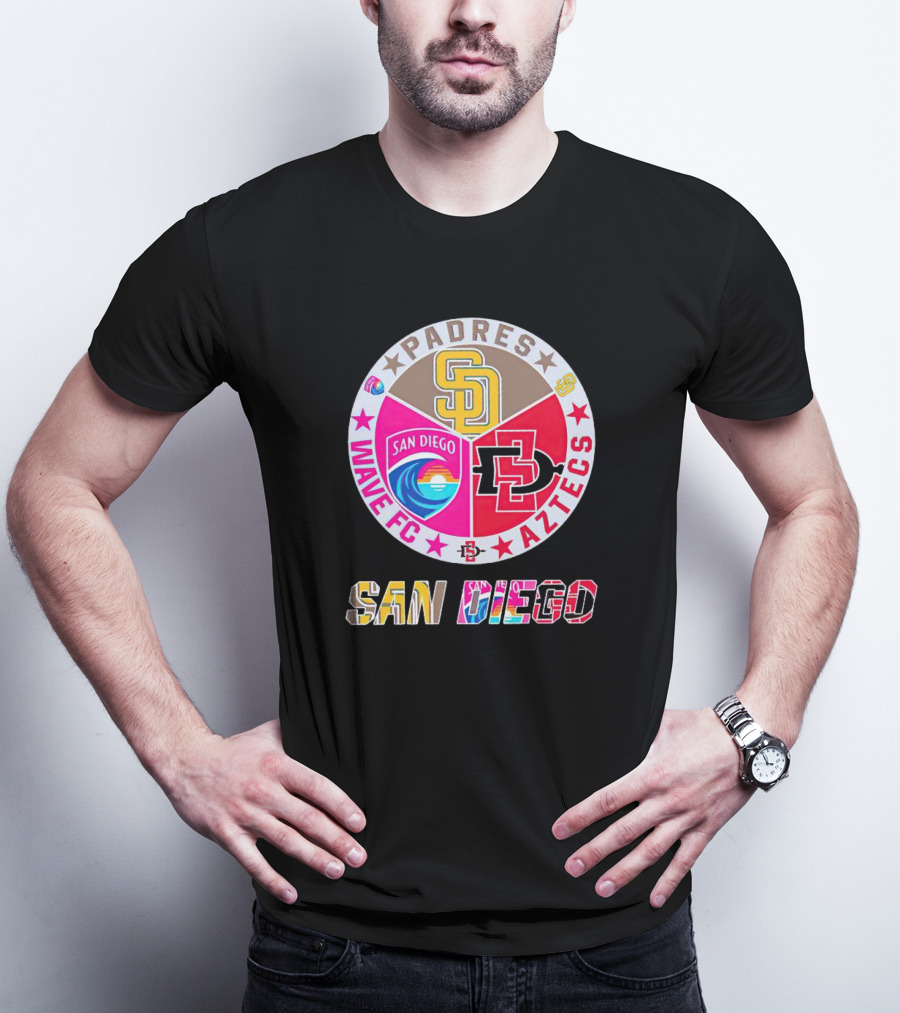 San Diego Padres Wave FC Aztecs Sports Team T-Shirt