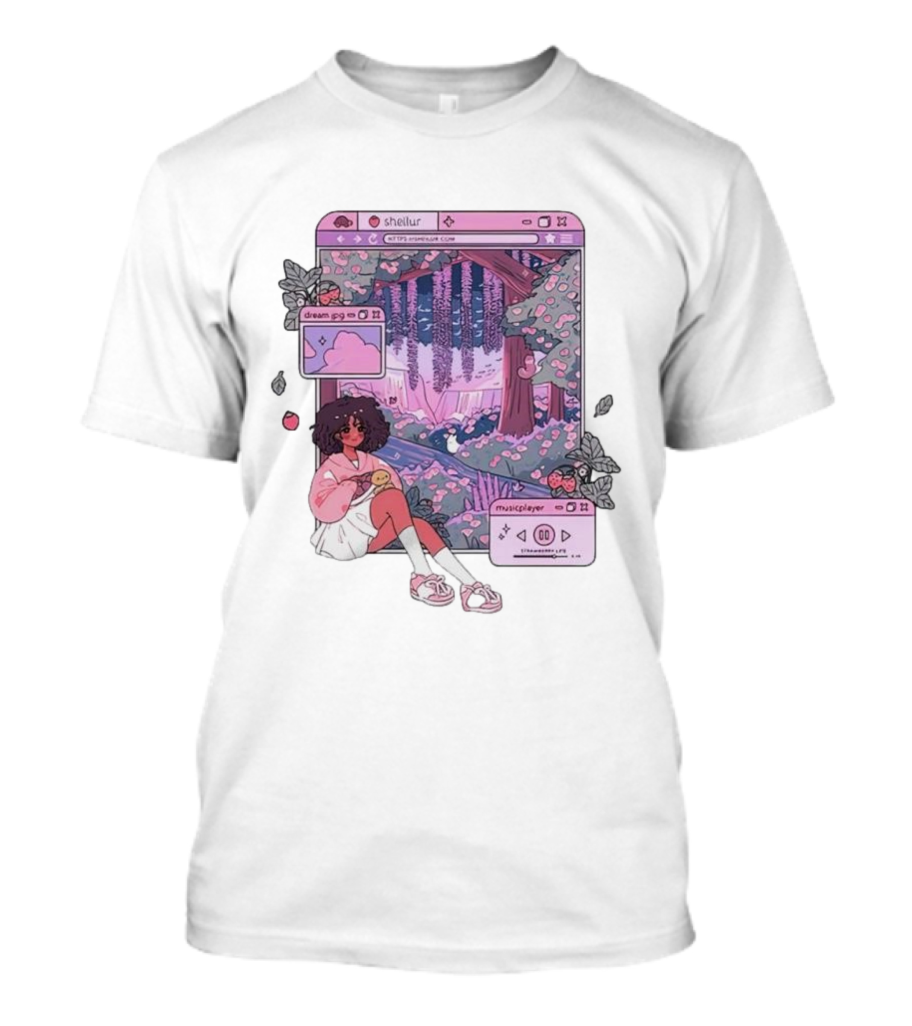Sheilur Dreamy Strawberry Dream PNG Music Player T-Shirt