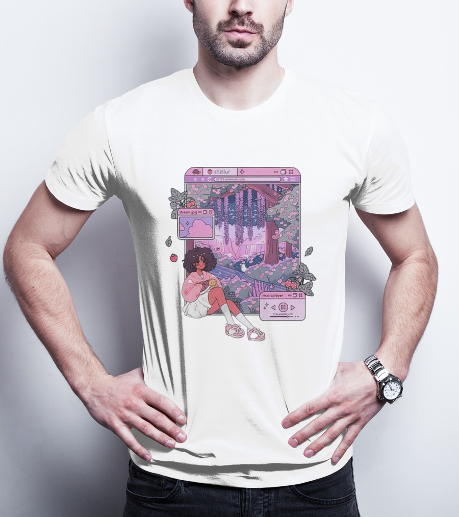 Sheilur Dreamy Strawberry Dream PNG Music Player T-Shirt