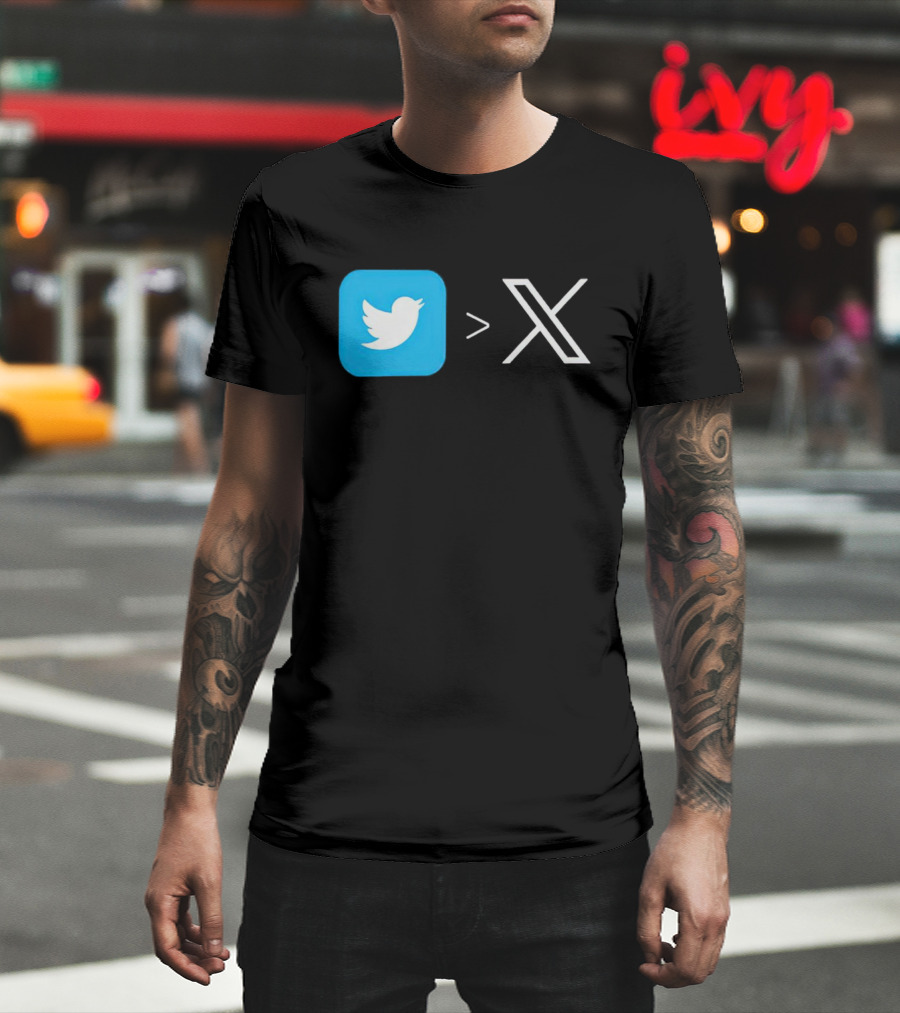 Twitter Bird Greater Than X Transition T-Shirt